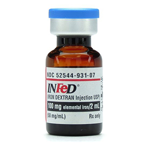 Infed(R) (Iron Dextran Injection, USP) 100mg Elemental Iron/2mL (50mg ...